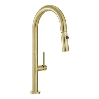 Chalet Single Handle, Pull-Down Kitchen Faucet in Brushed Gold ...