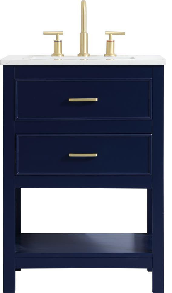 Compact Blue Bathroom Vanity, 24", Single - Transitional - Bathroom ...