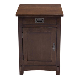 Mission / Arts and Crafts 1 Door, 1 Drawer Nightstand - Walnut ...