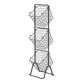 3-Tier Metal Wire Storage Basket Stand with Removable Baskets – Black ...