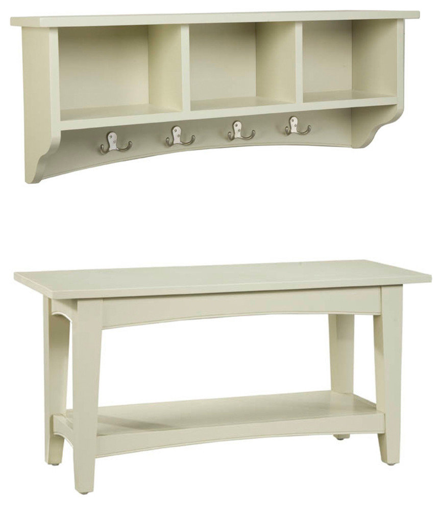 Shaker Cottage Bench and Coat Hook With Storage - Transitional - Hall ...
