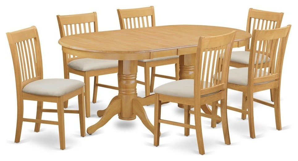 7-Piece Dinette Set, Kitchen Table and 6 Chairs With Cushion ...