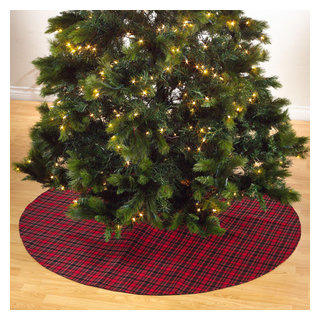 Christmas Tree Skirt With Plaid Design, 56" - Modern - Christmas Tree ...