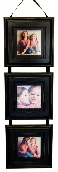 Triple Frame Set, Black, Three 5x5 Frames With Hanging Ribbon, 9.5"x30 ...