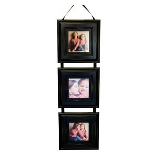 Triple Frame Set, Black, Three 5x5 Frames With Hanging Ribbon, 9.5"x30 ...