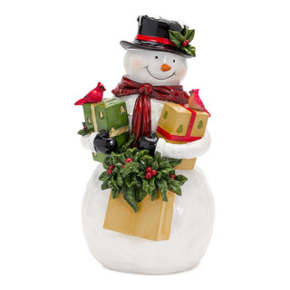 Snowman With Packages Figurine - Traditional - Holiday Accents And ...