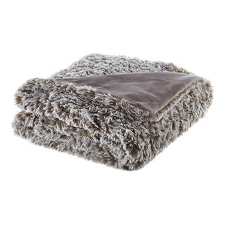 Avraham Throw Brown Polyester 50"x60" Two Tone Shaggy - Contemporary ...