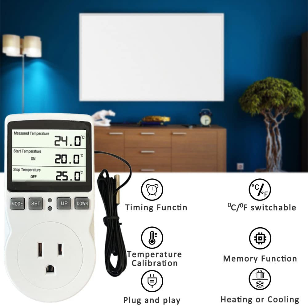 Plug In Thermostat Temperature Controller Electric Digital Thermostat