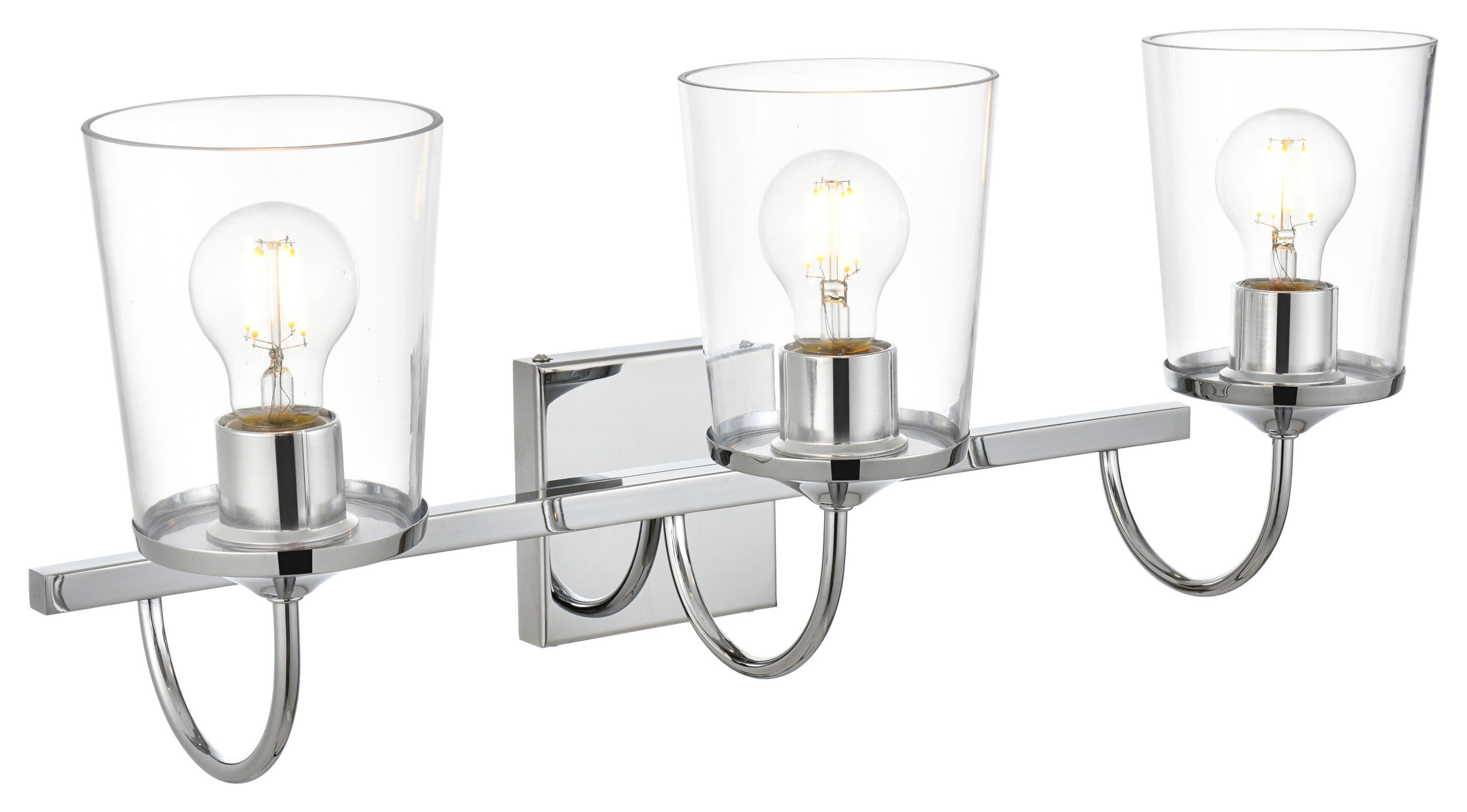 3 Light Black And Clear Bath Sconce, 8"Lx24"Wx10"H - Transitional ...