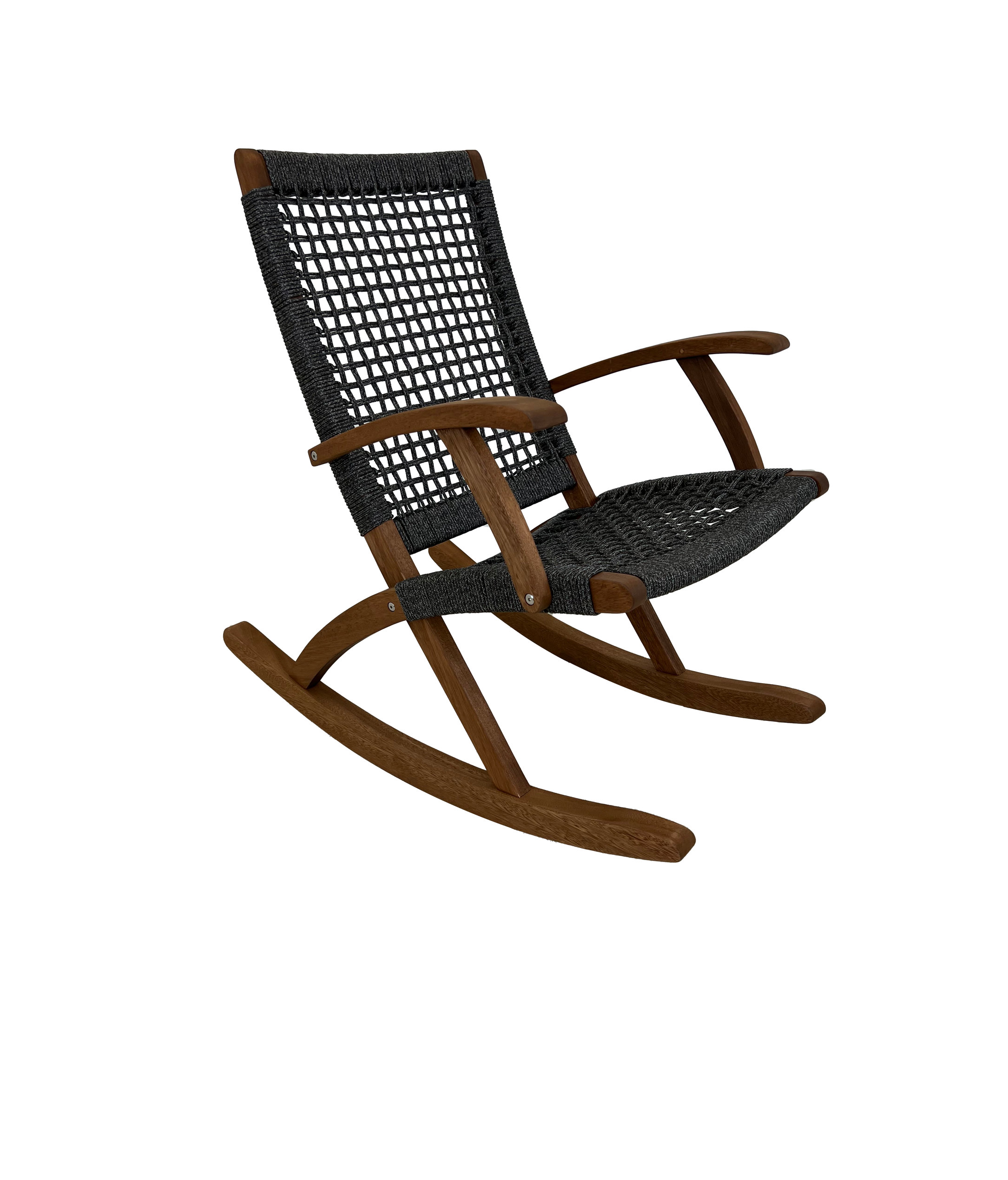 Eucalyptus and Grey Rope Rocking Chairs With Round Accent Table - Beach ...