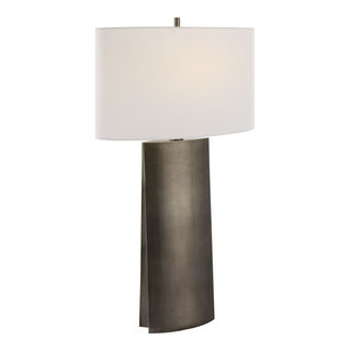 V-Groove 1-Light Table Lamp, Dark Steel Gray - Transitional - Table ...