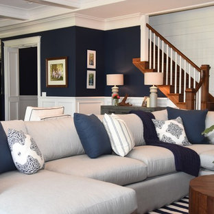 75 Beautiful Basement With Blue Walls Pictures & Ideas | Houzz