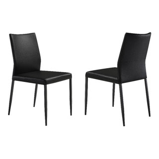 Armen Living Kash 18" Upholstered Faux Leather Dining Chair in Black ...