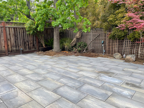 Curve or straight perimeter for large pavers?