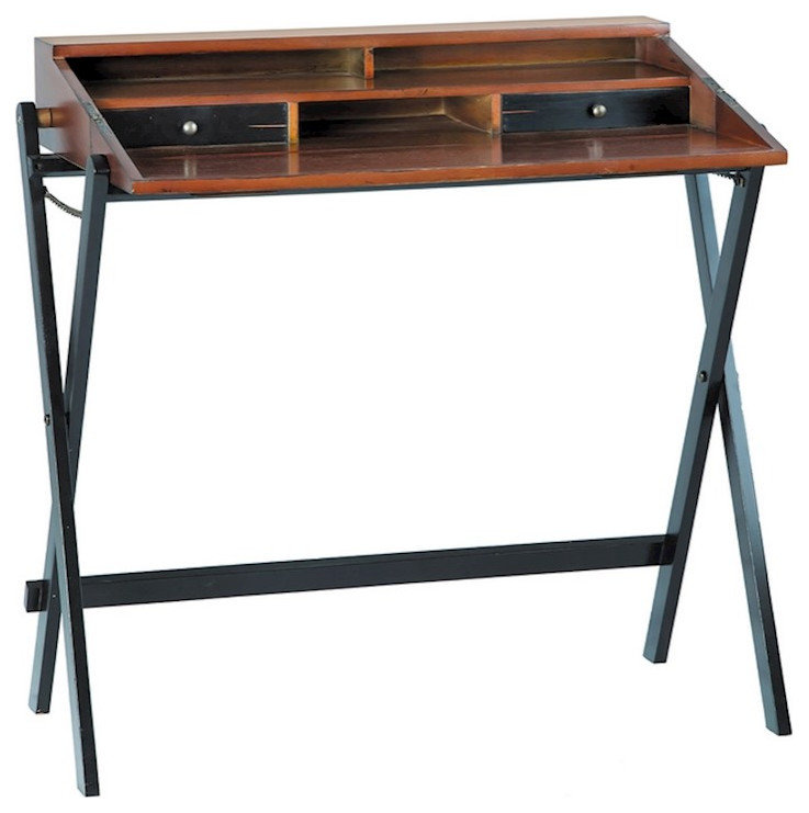Authentic Models Florence Desk, Black/Honey - Industrial - Desks And ...