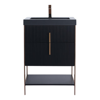 Fine Fixtures Serenity Modern bathroom vanity, Rose Gold Hardware ...