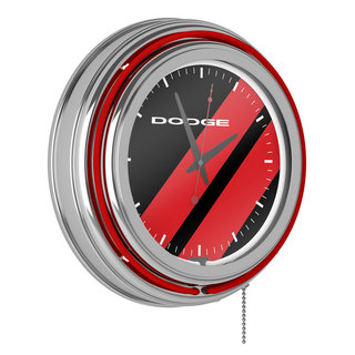 Dodge Chrome Double Rung Neon Clock, Big Stripe - Contemporary - Wall ...