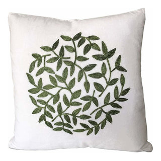 Florence 18" Artisanal Decorative Throw Pillow Cover, Topiary Pattern ...