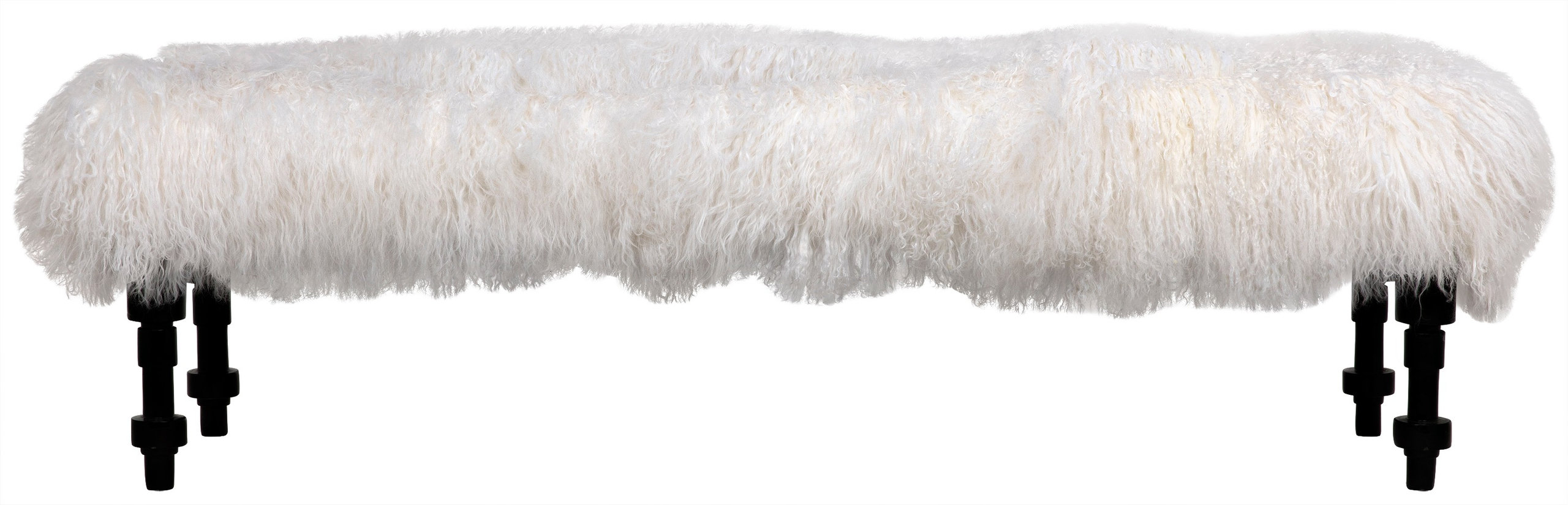 Coco Bench with Lamb Fur, Hand Rubbed Black - Traditional - Upholstered ...