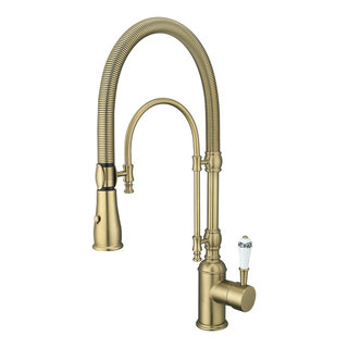 Antique Kitchen Faucet with Pull Down Sprayer - Traditional - Kitchen ...