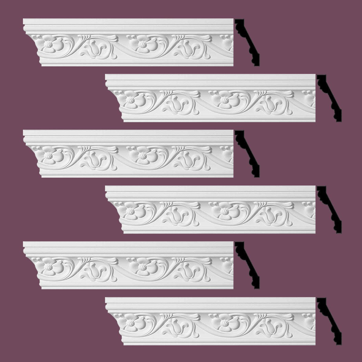 Ornate Cornice White Urethane Sainte Anne Design 6 Pieces Totaling 576 ...