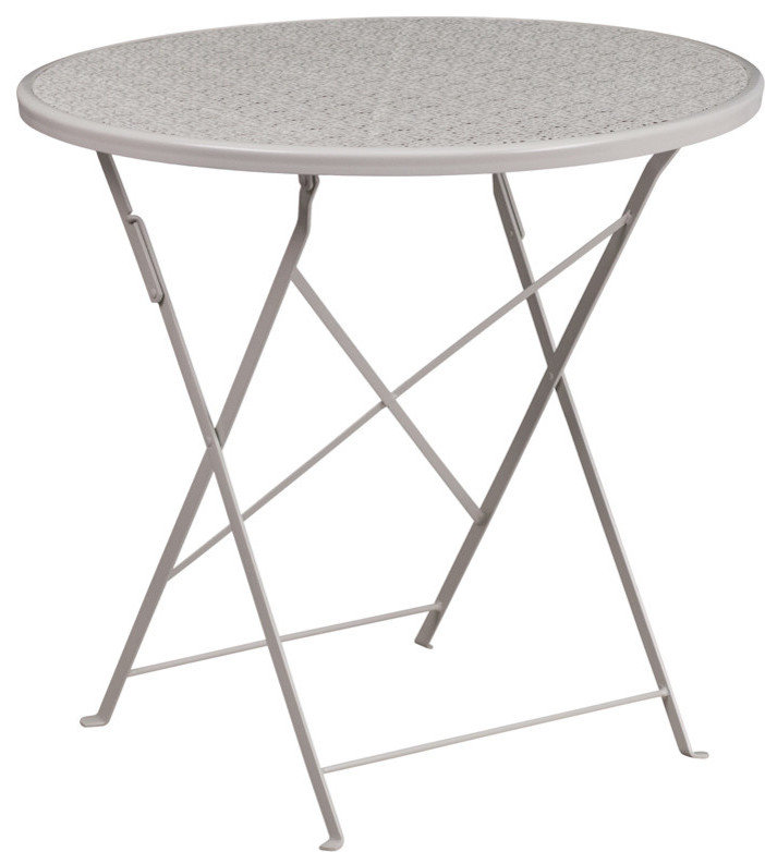 Flash 30" Round Indoor/Outdoor Steel Folding Patio Table - Contemporary ...