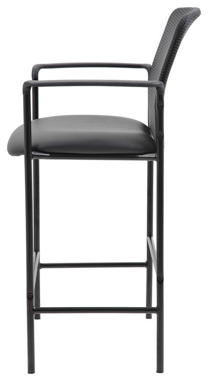 Scranton & Co 28.5" Modern Vinyl/Mesh Counter Stool with Arms in Black ...