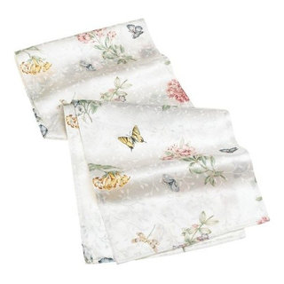 Lenox Butterfly Meadow Jacquard Damask Tablecloth, Multicolor Runner ...