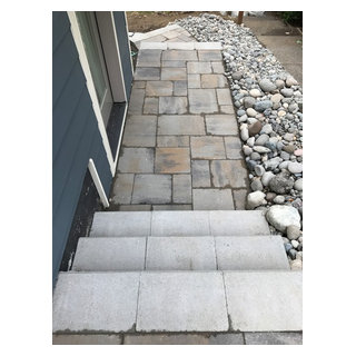 Corner Lot Block Wall & Wrap around stairs/landings/stone pathway ...