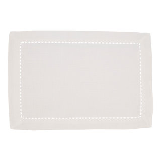 Hemstitched Border Table Mats, Set of 12, 14"x20" - Contemporary ...