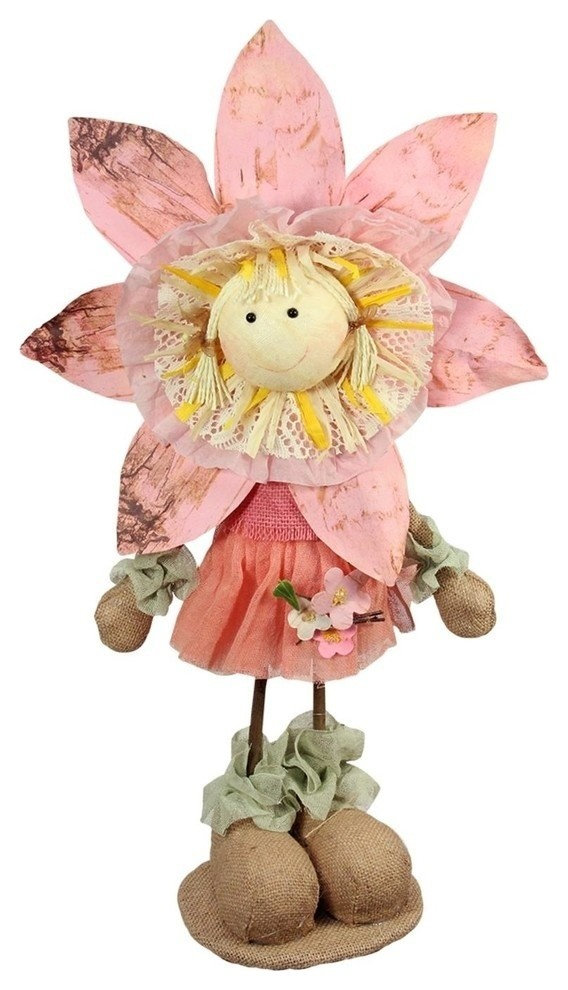 21.5" Spring Floral Standing Sunflower Girl Figure - Farmhouse - Garden ...