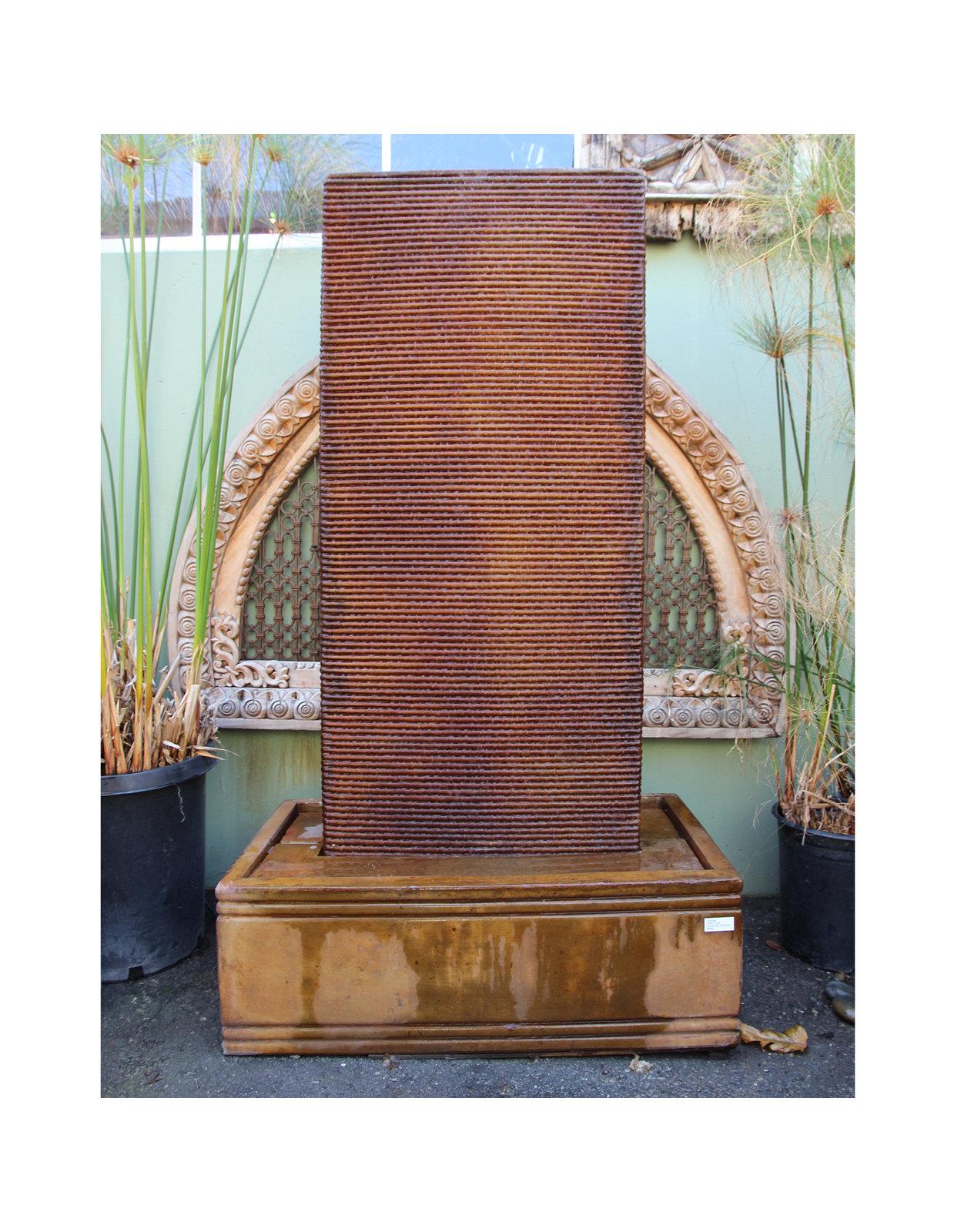 Rust Cement Ripple Fountain - Transitional - Outdoor Fountains And ...