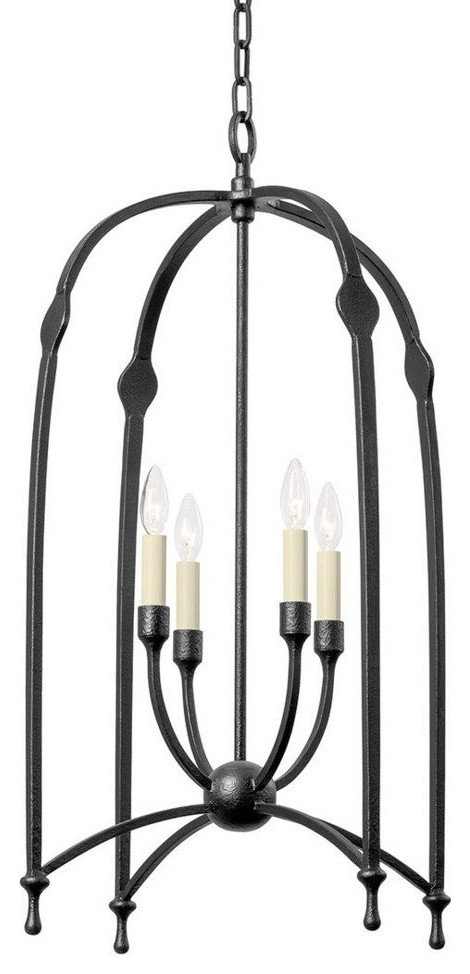 4 Light Pendant-36 Inches Tall and 21.25 Inches Wide-Black Iron Finish ...