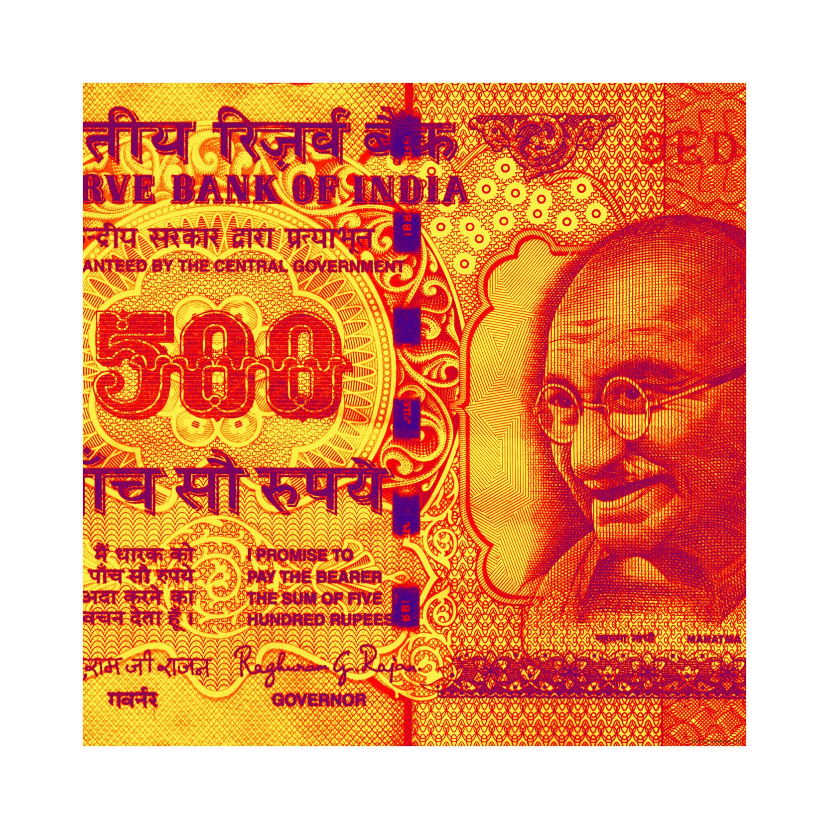 Mahatma Gandhi 500 Rupees Banknote Pop Art, 24x24 Stretched ...