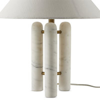 Medici Table Lamp Charcoal And White Marble, White Silk, Antique Brass ...