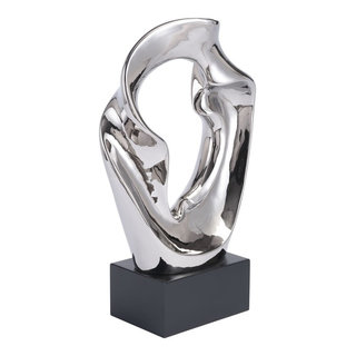 Modern Contemporary Accent Decor Figurine Object Figure, Silver, Stone ...
