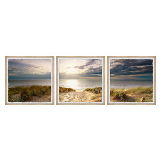 Relaxing Ocean Triptych, 3-Piece Set, 18x18 - Beach Style - Prints And ...