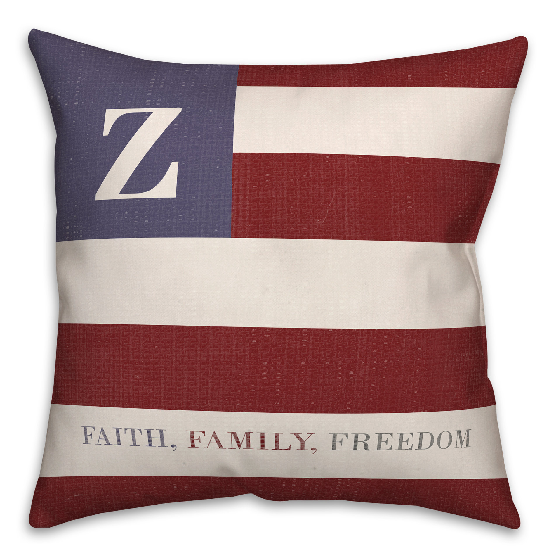 Faith Family Freedom Monogram Flag Z 18x18 Spun Poly Pillow, 18x18 ...