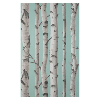Chester Aqua Birch Trees Wallpaper, Bolt - Rustic - Wallpaper - by ...