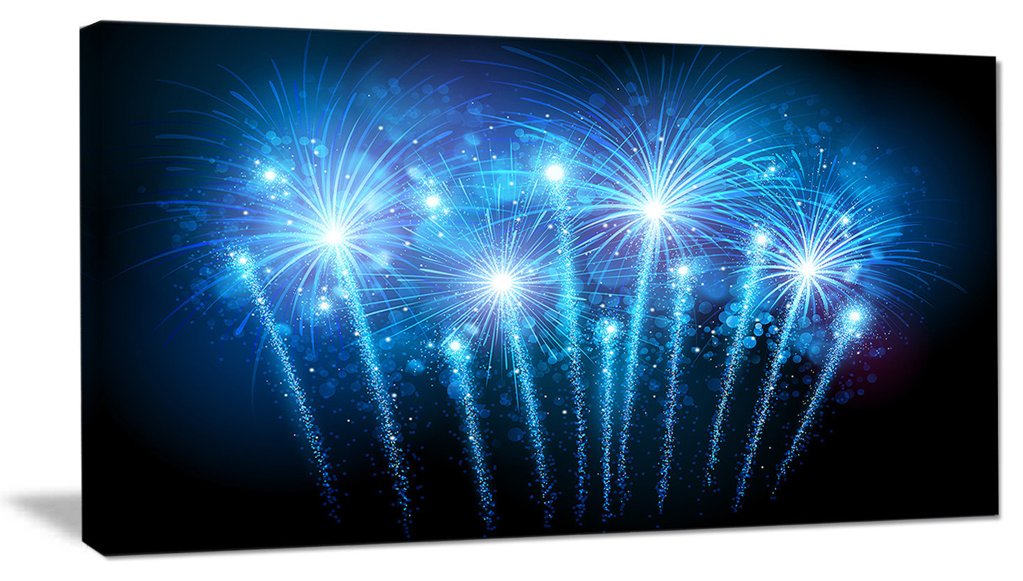 "Blue Fireworks at Night" Skyscape Canvas Photo Print, 40"x20 ...