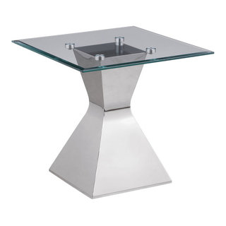Jenny Glass Top Stainless Steel Side End Table Chrome, 30 ...