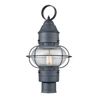 Caged One Light Coastal Outdoor Post Mount Round Globe - Wire Cage Post ...
