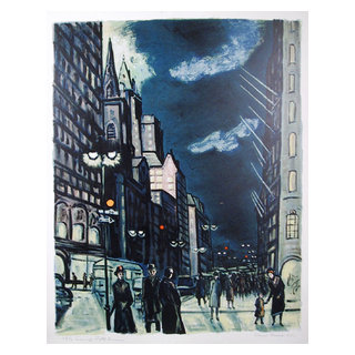Ernest Fiene, Evening, Fifth Avenue, Lithograph - Contemporary - Fine ...