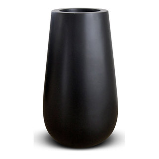 Drop Planter, Black Matte 30"H - Transitional - Outdoor Pots And ...