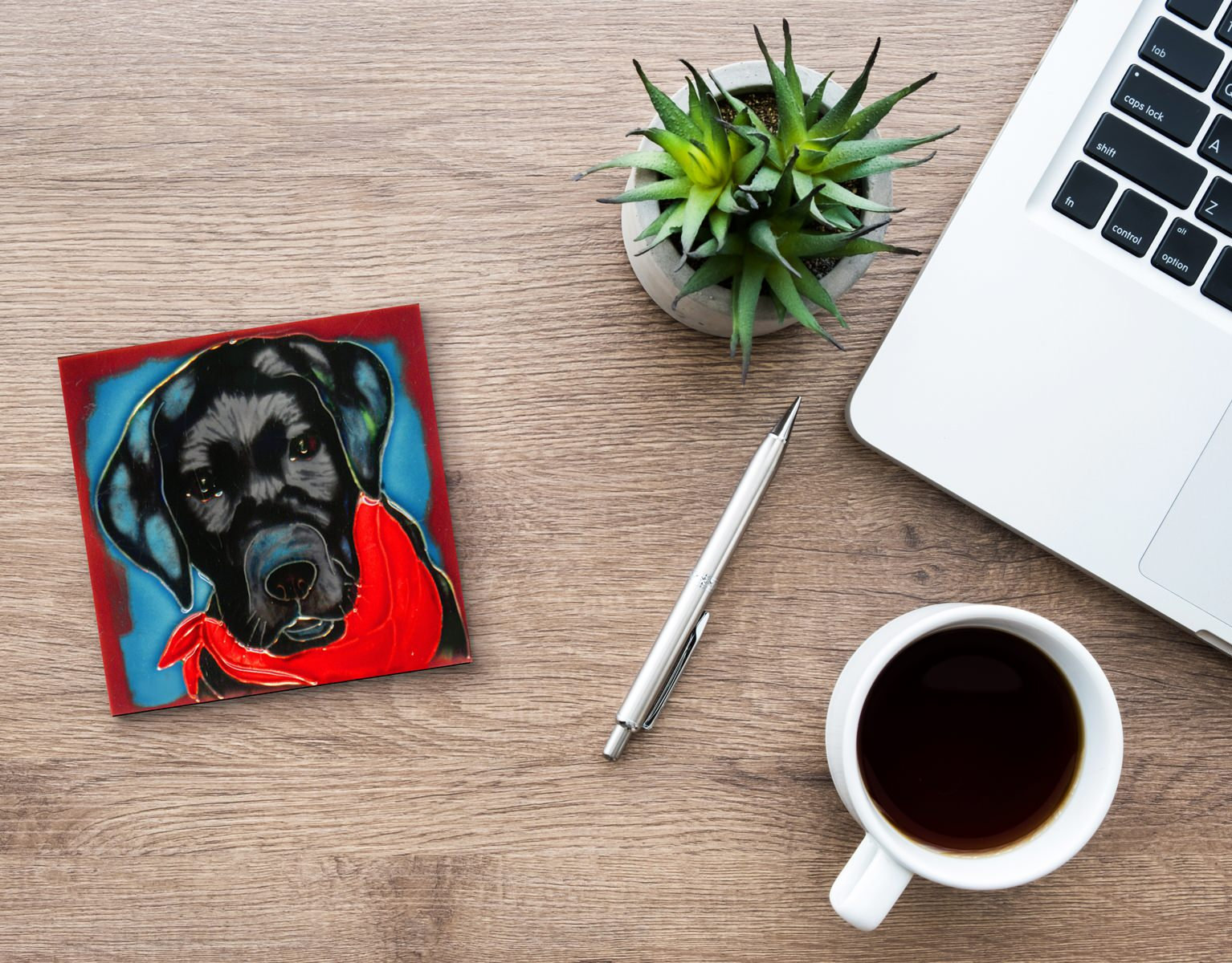4x4" Black Labrador Retriever Dog Art Tile Ceramic Drink Holder Coaster ...