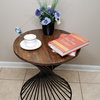 Industrial 20 Inch Accent Table with Reclaimed wood Round top and Iron ...