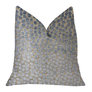 Dusky Gem Blue and Silver Luxury Throw Pillow, Double sided 22" x 22 ...