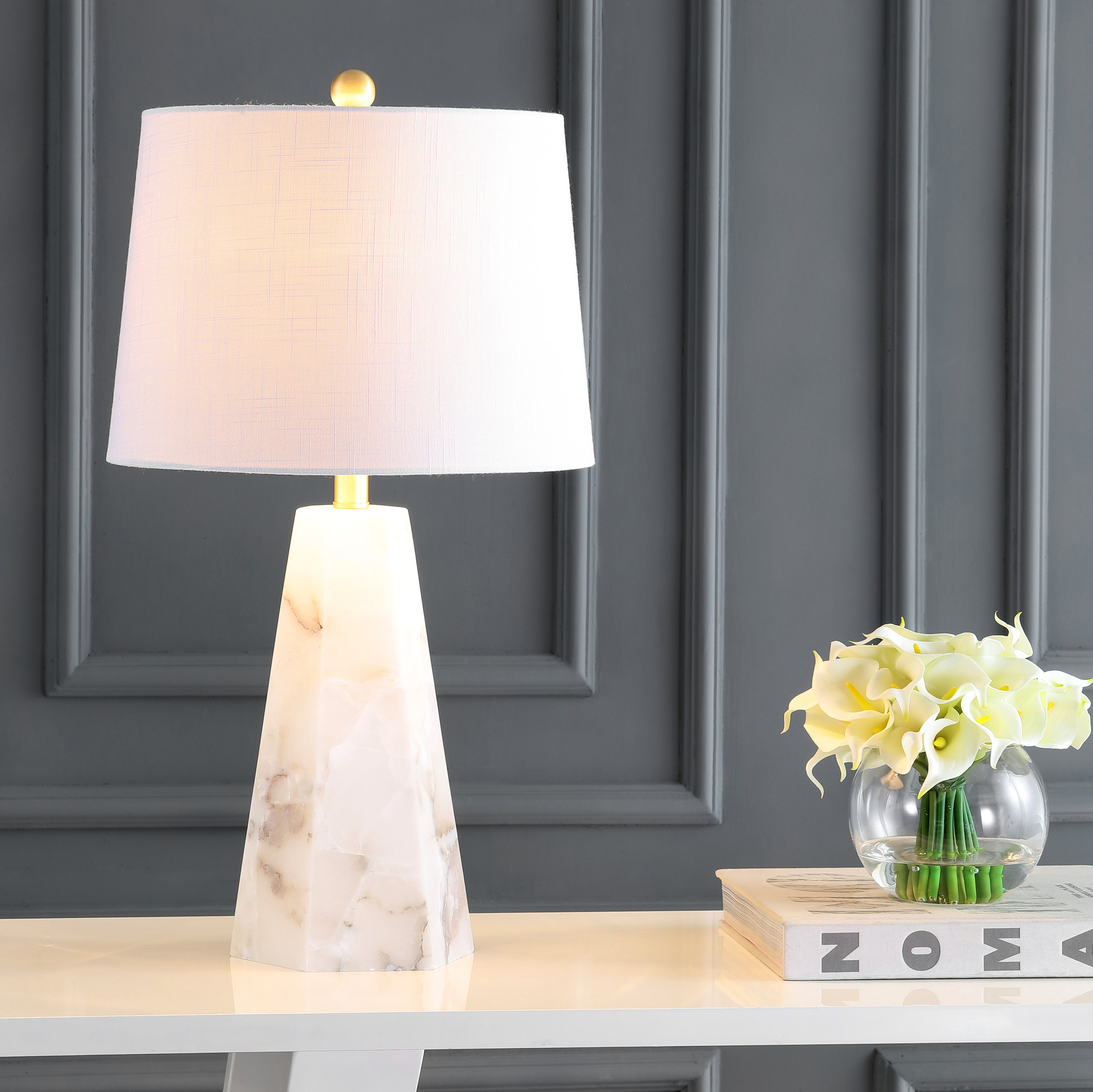Xio Alabaster LED Table Lamp, 14 x 14 x 25.5 - Transitional - Table ...