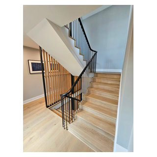 115_Stunning Continuous Rail System on 3 Story Floating Stairs ...