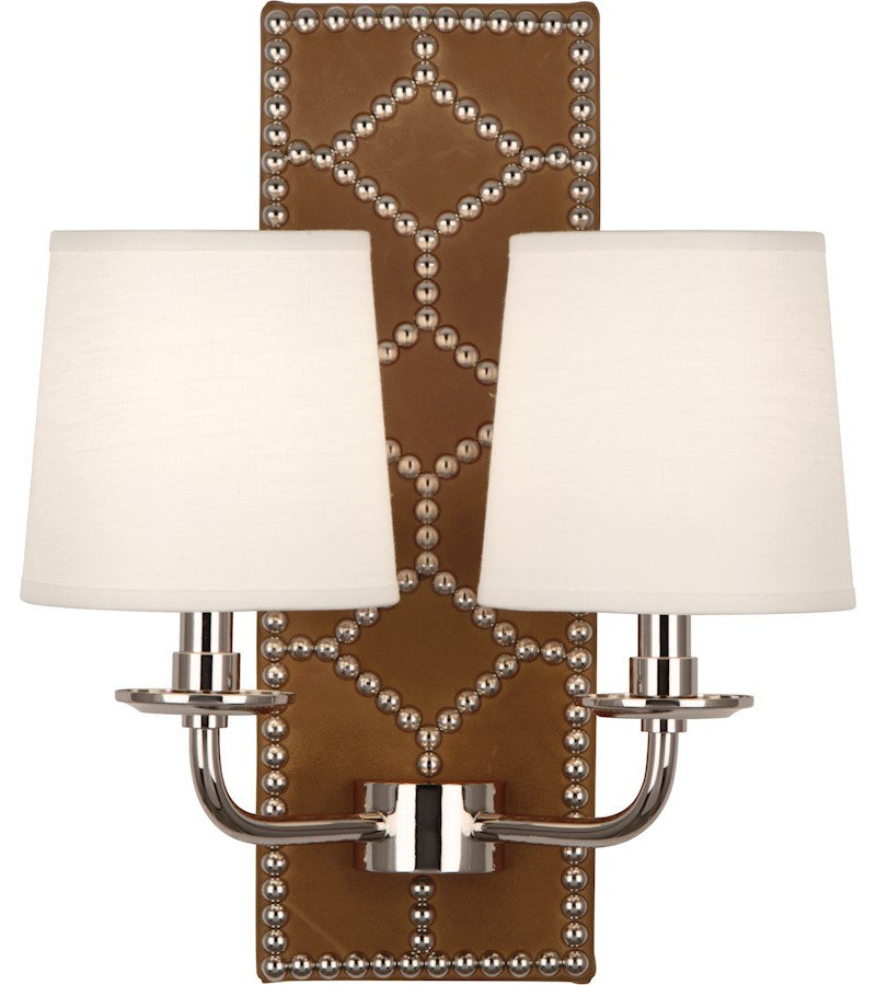 Robert Abbey Williamsburg Lightfoot 2-LT Sconce, English Ochre/Nickel ...